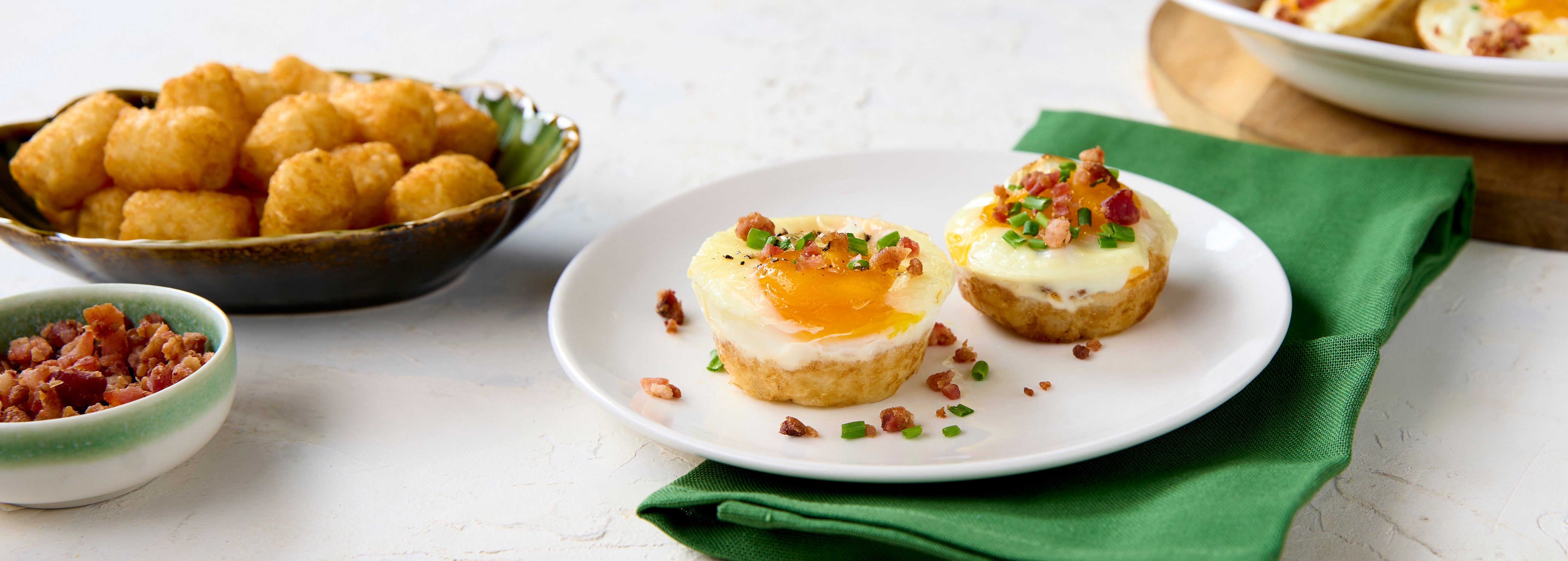 Bacon and Cheddar Potato Tot Egg Cups | Cavendish Farms