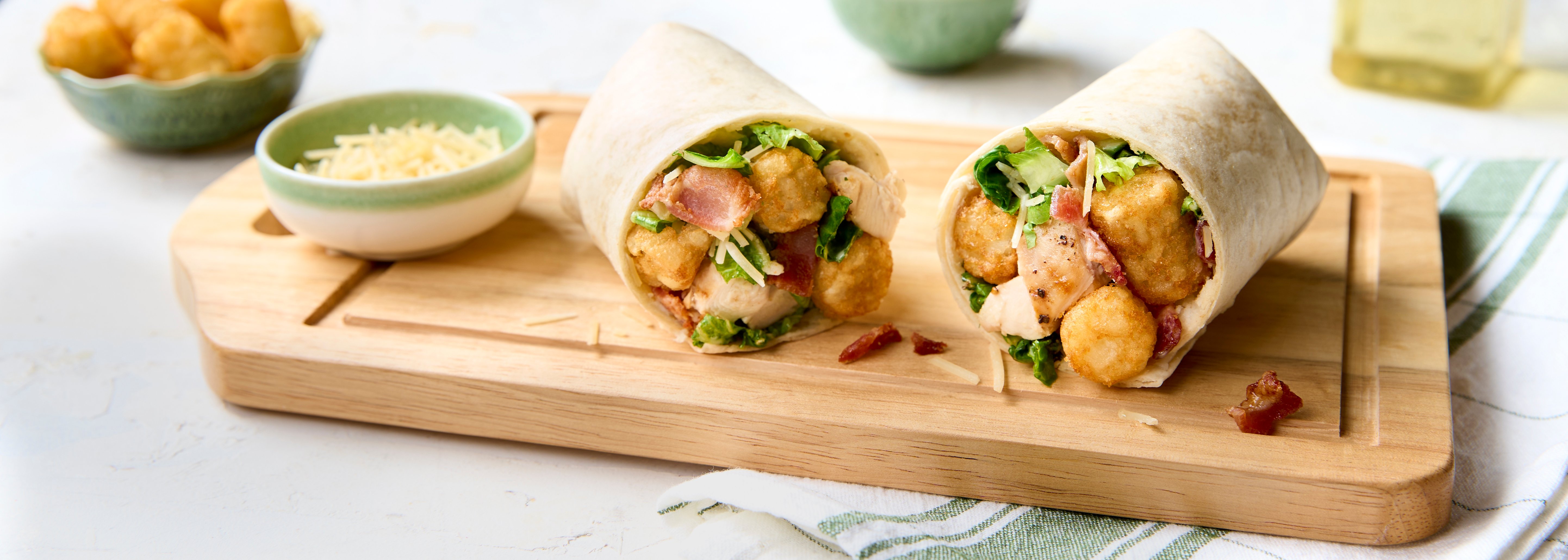 Grilled Chicken Caesar Wrap w/ Potato Tots | Cavendish Farms