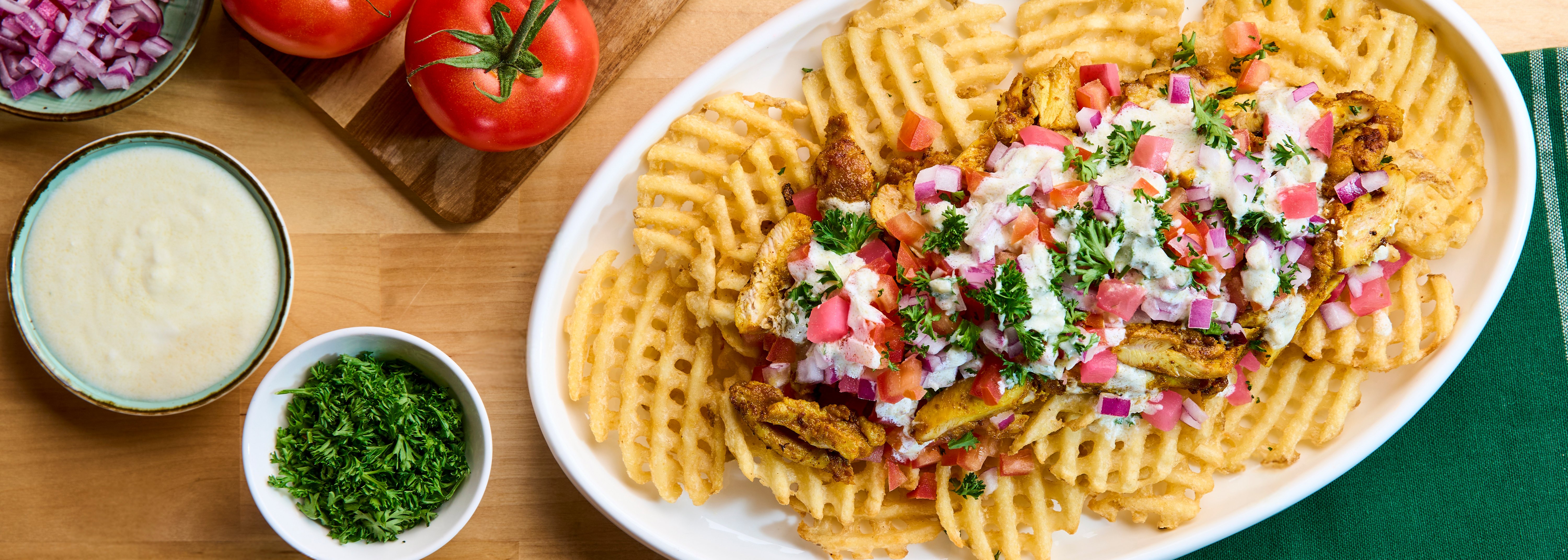 Easy Loaded Chicken Shawarma Waffle Fries | Cavendish Farms