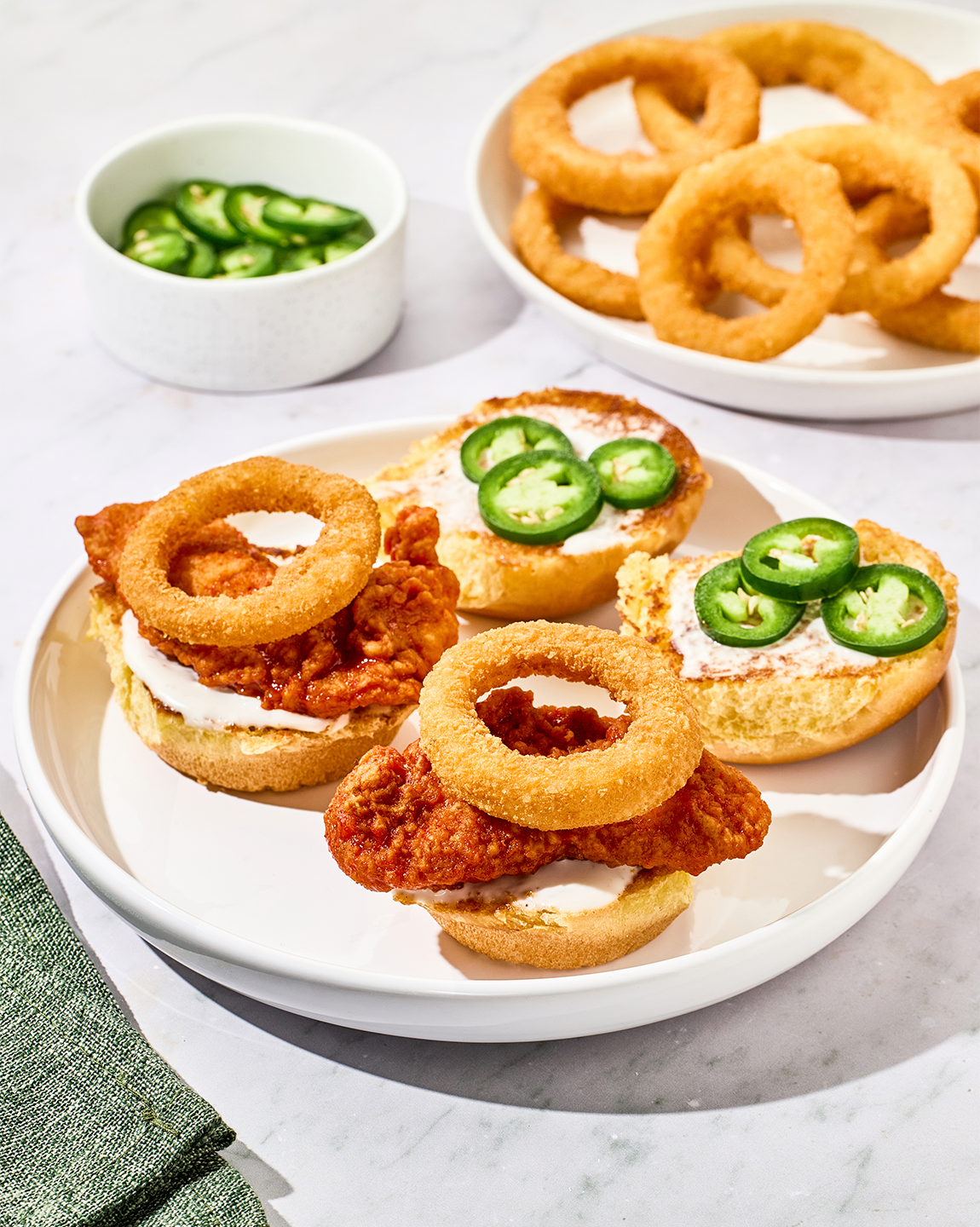 Simple Hot Chicken Onion Ring Sliders | Cavendish Farms