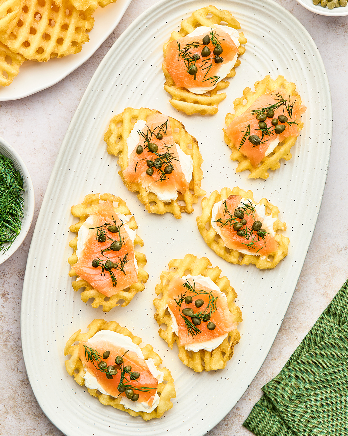 Easy Smoked Salmon Waffle Fry Canapés | Cavendish Farms